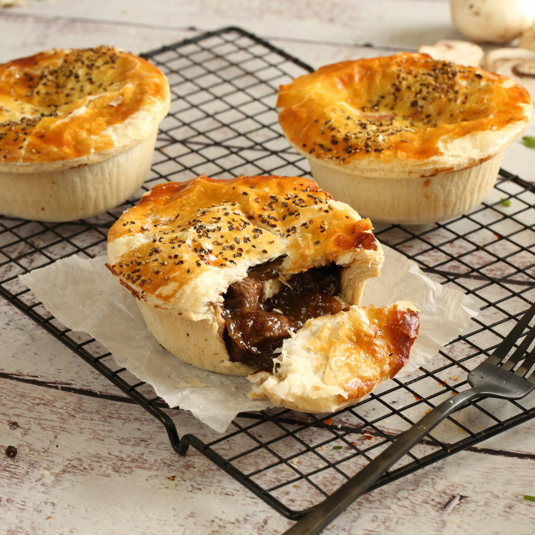 Posh Foods - Beef & Mushroom Pie x 6 – Satisfine Foods